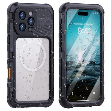 IPHONE 16 PRO MAX SHELLBOX M SERIES IP68 WATERPROOF CASE - DIVING COVER WITH MAGSAFE COMPATIBILITY - BLACK