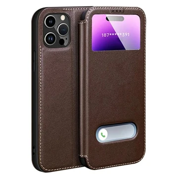 IPHONE 16 PRO MAX DUAL VIEW FLIP LEATHER CASE - BROWN