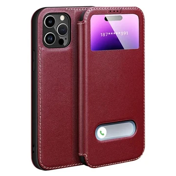 IPHONE 16 PRO MAX DUAL VIEW FLIP LEATHER CASE - RED