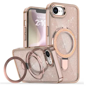 IPHONE 16E/17E GLITTER HYBRID CASE WITH KICKSTAND - MAGSAFE COMPATIBLE - DESERT GOLD