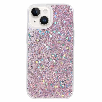 IPHONE 15 GLITTER FLAKES TPU MASKA - ROZE