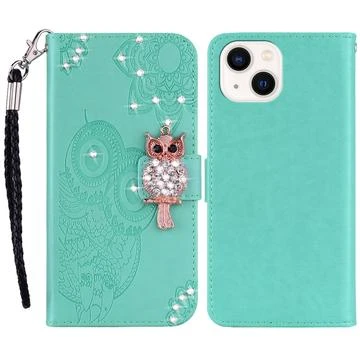 IPHONE 15 PLUS OWL RHINESTONE WALLET CASE