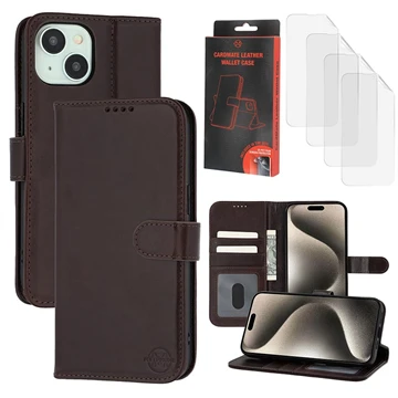 IPHONE 15 PLUS/14 PLUS MYTPHONE CARDMATE LEATHER WALLET CASE - DARK BROWN