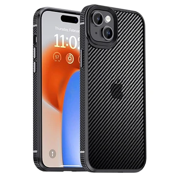 IPHONE 15 PLUS IPAKY HIBRIDNA ZAŠTITNA MASKA - UGLJENIČNO VLAKNO - CRNA