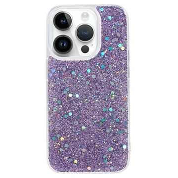 IPHONE 15 PRO GLITTER FLAKES TPU MASKA - LJUBIČASTA