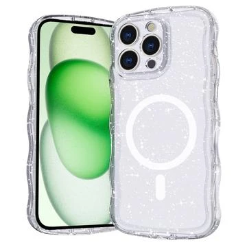IPHONE 15 PRO WAVE-EDGE LASER GLITTER MAGSAFE CASE - CLEAR