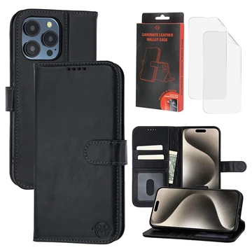 IPHONE 15 PRO MAX MYTPHONE CARDMATE LEATHER WALLET CASE - BLACK
