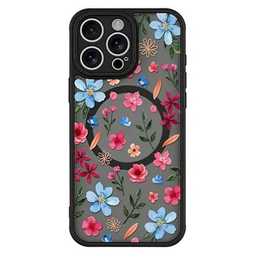 IPHONE 15 PRO MAX STYLISH PROTECTIVE MAGNETIC CASE - COLORFUL FLOWERS