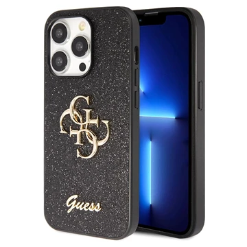 IPHONE 15 PRO MAX GUESS FIXED GLITTER 4G METAL LOGO MASKA - CRNA
