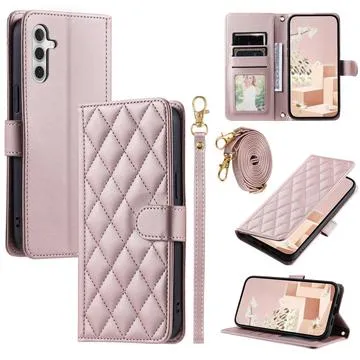 SAMSUNG GALAXY S26+ LUXURY QUILTED WALLET CASE - ROSE GOLD