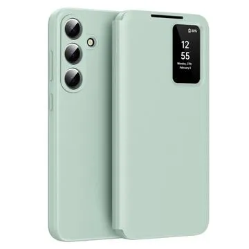 SAMSUNG GALAXY S26+ SMART CLEAR VIEW FLIP CASE WITH CARD SLOT - LIGHT GREEN