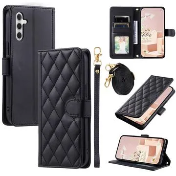 SAMSUNG GALAXY S26+ LUXURY QUILTED WALLET CASE - BLACK