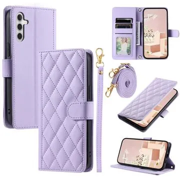 SAMSUNG GALAXY S26+ LUXURY QUILTED WALLET CASE - PURPLE