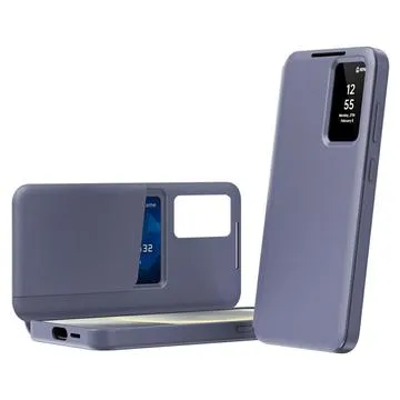 SAMSUNG GALAXY S26 ULTRA SMART CLEAR VIEW FLIP CASE WITH CARD SLOT - GREY PURPLE