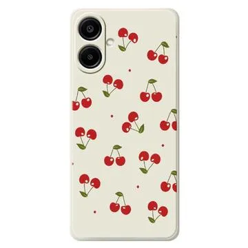 SAMSUNG GALAXY A07 4G CHERRY PATTERN TPU CASE - BEIGE