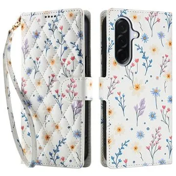 SAMSUNG GALAXY A17/A26 RHOMBIC FLORAL WALLET CASE - COLORFUL FLOWERS