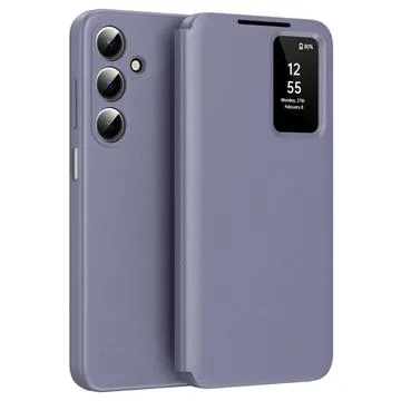 SAMSUNG GALAXY A17 SMART CLEAR VIEW FLIP CASE WITH CARD SLOT - GREY PURPLE