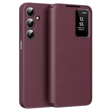 SAMSUNG GALAXY A17 SMART CLEAR VIEW FLIP CASE WITH CARD SLOT - WINE RED