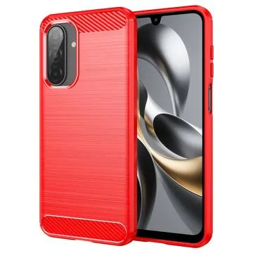 SAMSUNG GALAXY A17 BRUSHED TPU CASE - CARBON FIBER - RED
