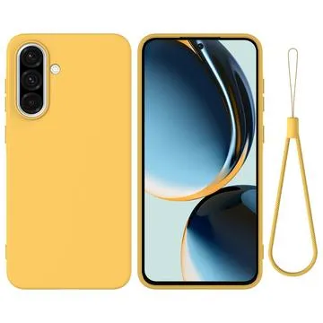 SAMSUNG GALAXY A37 LIQUID SILICONE CASE WITH HAND STRAP - YELLOW