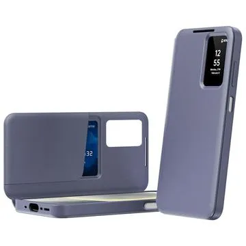 SAMSUNG GALAXY A37 SMART CLEAR VIEW FLIP CASE WITH CARD SLOT - GREY PURPLE