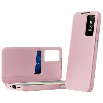 SAMSUNG GALAXY A37 SMART CLEAR VIEW FLIP CASE WITH CARD SLOT - PINK