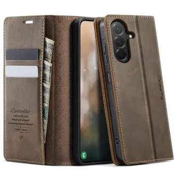 SAMSUNG GALAXY A57 CASEME 033 CALF TEXTURE WALLET CASE WITH RFID BLOCKING - COFFEE