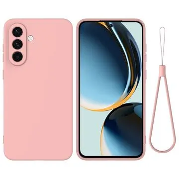 SAMSUNG GALAXY A57 LIQUID SILICONE CASE WITH HAND STRAP - PINK