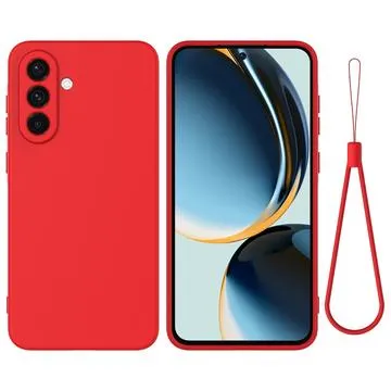SAMSUNG GALAXY A57 LIQUID SILICONE CASE WITH HAND STRAP - RED