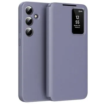 SAMSUNG GALAXY S25 FE SMART CLEAR VIEW FLIP CASE WITH CARD SLOT - GREY PURPLE
