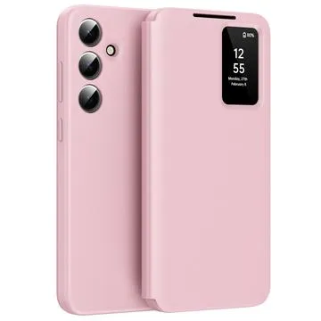 SAMSUNG GALAXY S25 FE SMART CLEAR VIEW FLIP CASE WITH CARD SLOT - PINK