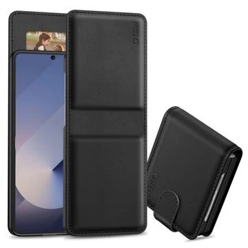 SAMSUNG GALAXY Z FLIP6/FLIP7 FE TECH-PROTECT WALLET CASE W. MAGNET - BLACK