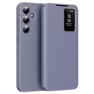 SAMSUNG GALAXY S25 SMART CLEAR VIEW FLIP CASE WITH CARD SLOT - GREY PURPLE