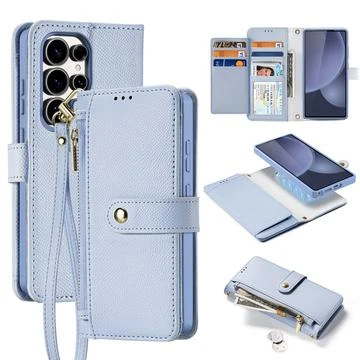 SAMSUNG GALAXY S25 ULTRA DUX DUCIS LAWA WALLET LEATHER CASE W. MAGNETIC COVER - BABY BLUE