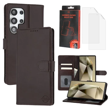 SAMSUNG GALAXY S24 ULTRA MYTPHONE CARDMATE LEATHER WALLET CASE - DARK BROWN