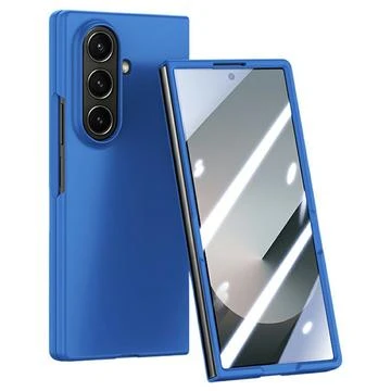 SAMSUNG GALAXY Z FOLD7 PLASTIC CASE WITH OUTER TEMPERED GLASS SCREEN PROTECTOR - DARK BLUE
