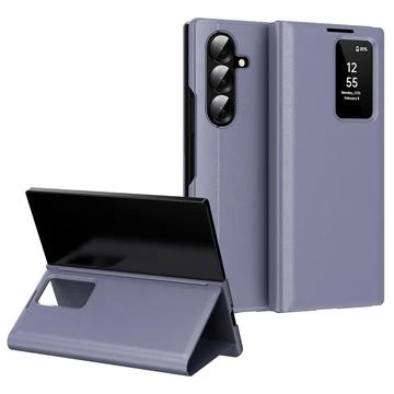 SAMSUNG GALAXY Z FOLD7 SMART CLEAR VIEW FLIP CASE WITH CARD SLOT - GREY PURPLE