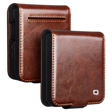SAMSUNG GALAXY Z FLIP7 QIALINO CLASSIC WALLET LEATHER CASE (OPEN BOX - BULK) - DARK BROWN