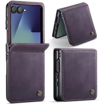 SAMSUNG GALAXY Z FLIP7 CASEME 033 CALF TEXTURE WALLET CASE WITH RFID BLOCKING - PURPLE