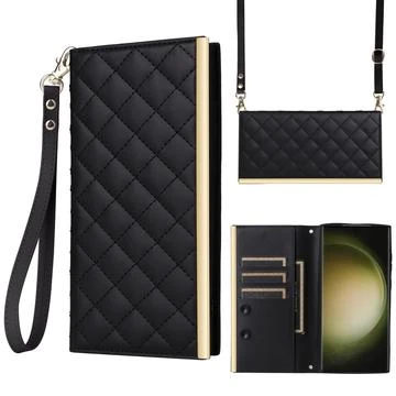 SAMSUNG GALAXY S23 ULTRA LUXURY QUILTED WALLET CASE - BLACK