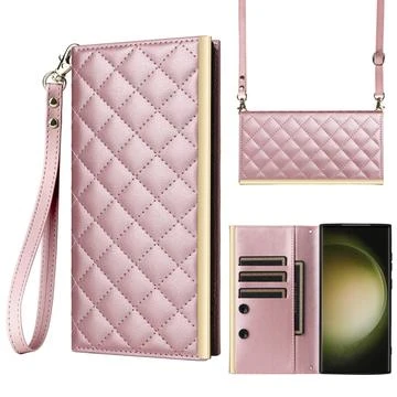 SAMSUNG GALAXY S23 ULTRA LUXURY QUILTED WALLET CASE - ROSE GOLD