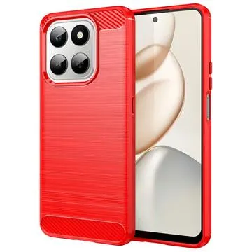 HONOR 400 SMART/X7D 4G BRUSHED TPU CASE - CARBON FIBER - RED