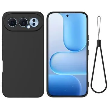 HONOR 500 LIQUID SILICONE CASE WITH HAND STRAP - BLACK