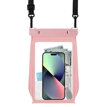 EXTRA LARGE UNIVERSAL WATERPROOF CASE W. LANYARD - 8.2" - PINK