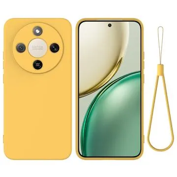 HONOR X70/X9D/MAGIC8 LITE LIQUID SILICONE CASE WITH HAND STRAP - YELLOW