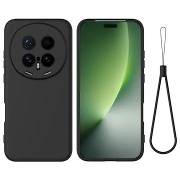 HONOR MAGIC8 PRO LIQUID SILICONE CASE WITH HAND STRAP - BLACK
