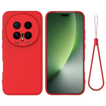 HONOR MAGIC8 PRO LIQUID SILICONE CASE WITH HAND STRAP - RED