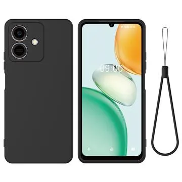 HONOR PLAY10 LIQUID SILICONE CASE WITH HAND STRAP - BLACK