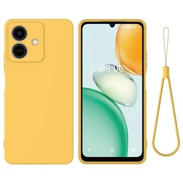 HONOR PLAY10 LIQUID SILICONE CASE WITH HAND STRAP - YELLOW