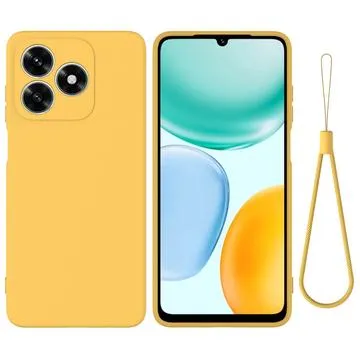 HONOR X5C/X5C PLUS/PLAY10A LIQUID SILICONE CASE WITH HAND STRAP - YELLOW
